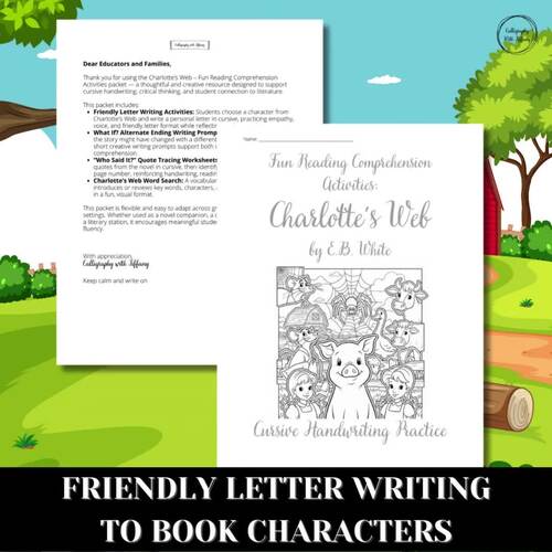 Charlotte’s Web Reading Comprehension & Fun Cursive Activities Packet