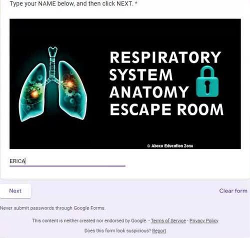 Respiratory System Anatomy Escape Room by Abaco Education Zone | TPT