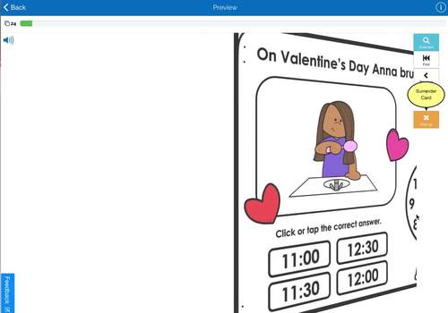 Telling Time Valentine's Day BOOM CARDS™ | To the hour -o'clock & half hour