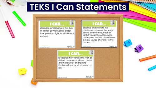 3-5 Grade Elementary Science TEKS I Can Statements Bundle ⭐ Editable ...