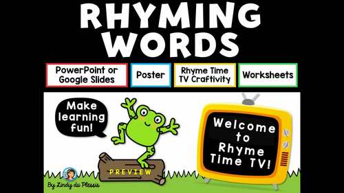 Rhyming Words PowerPoint / Google Slides, Worksheets, Poster & More