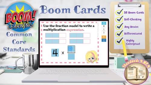 Multiply a Whole Number by a Fraction (4.NF.4): Boom Cards by Math ...