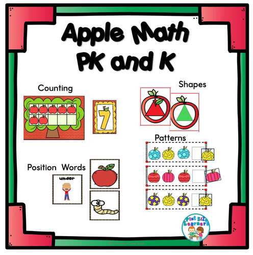 Apple Math Center Activities PK and K by Pint Size Learners | TPT