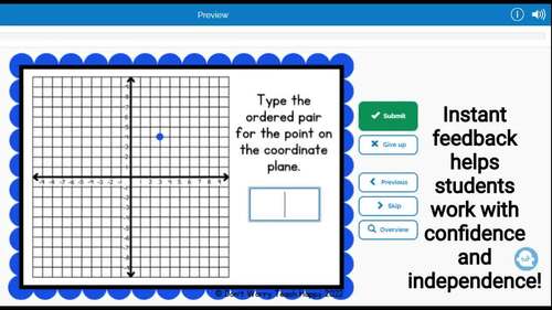 Ordered Pairs + Distance on the Coordinate Plane Self-Grading Digital & Print