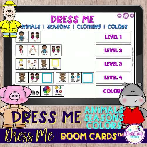 Dress Me Seasonal Clothing Boom Cards™ for Speech Therapy | TPT
