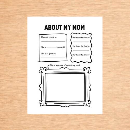 All About My Mom Printable Book – Kids Fill-In Keepsake (PDF Download)