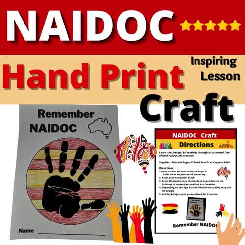 NAIDOC Week Aboriginal Hand Print Craft Activity Australia by DadsDesigns