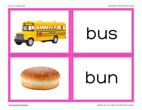 Movable Alphabet Print your Own Pink Picture Card Activites CVC Words ...