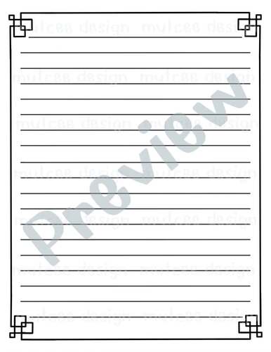 Writing Paper with Picture Box – Chinese New Year Borders Frame. Set 1