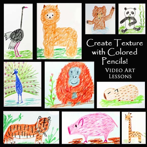 TEXTURED ANIMALS Drawing Lessons | 10 EASY Directed Drawing Video Art ...