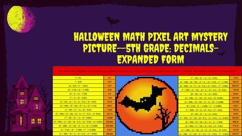 Halloween: Pixel Art Mystery Pic-5th Grade Math-Place Value: Expanded Form