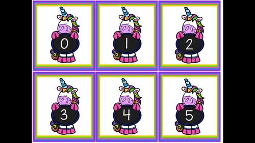 Rainbow Unicorn Number Cards 0-20 Numeral, Pictorial, TenFrame ...