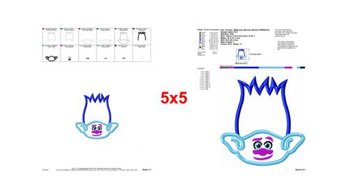 Trolls Branch Applique Embroidery Design - Instant Download by Aneta H