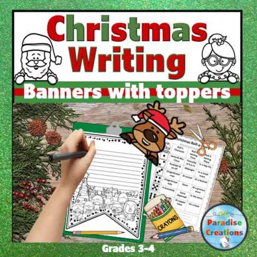 Christmas Writing Prompts and Activities Banners with Toppers | TPT