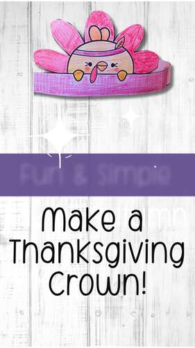 Thanksgiving Crown Craft DIY November Classroom Turkey Head Piece Coloring