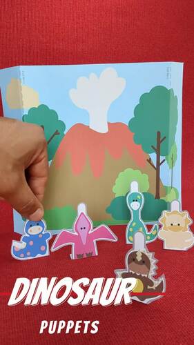 Dinosaurs 2D Volcano Scene - Popsicle Stick or Standing Puppets | TPT