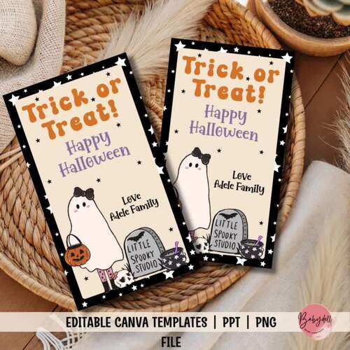 PreK-5th Halloween Ghost Gift Tags | Editable Trick or Treat Bag Tags ...