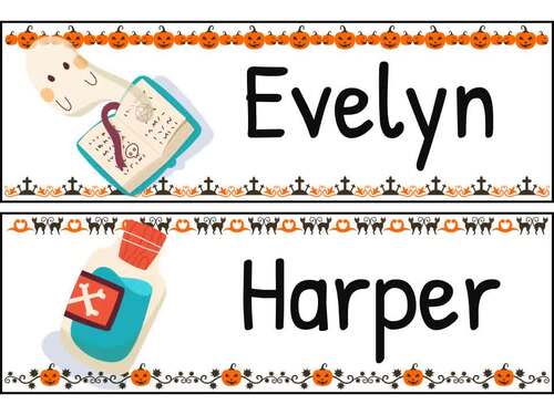 Editable Halloween Name Tags for Students: Bulletin Board, Classroom ...