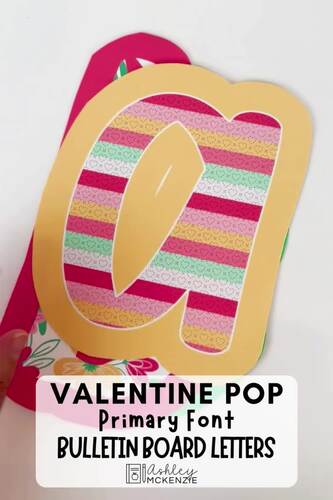 Valentine Pop Primary Font Bulletin Board Letters, Punctuation, & Numbers