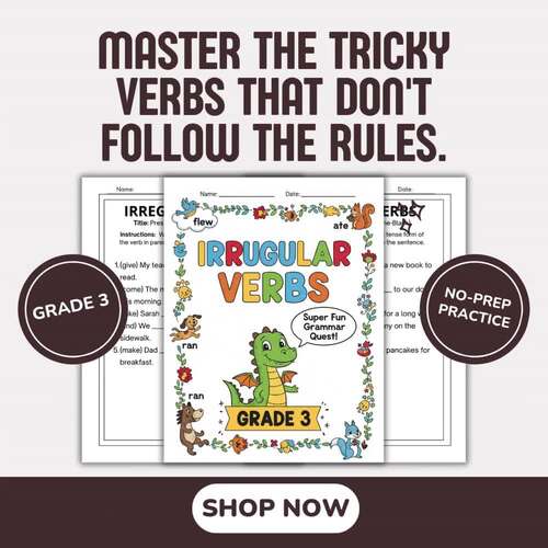 Grade 3 Irregular Verbs Worksheets | Past Tense Grammar Practice