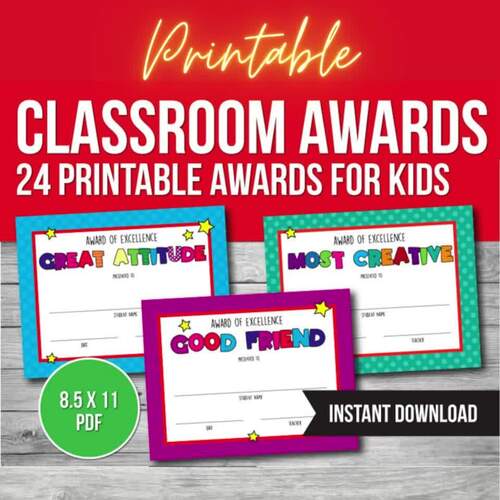 Classroom Awards Bundle, Classroom Printable Editable Awards PDF