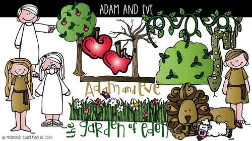 Adam and Eve clip art, Bible clip art COMBO PACK by Melonheadz Clipart