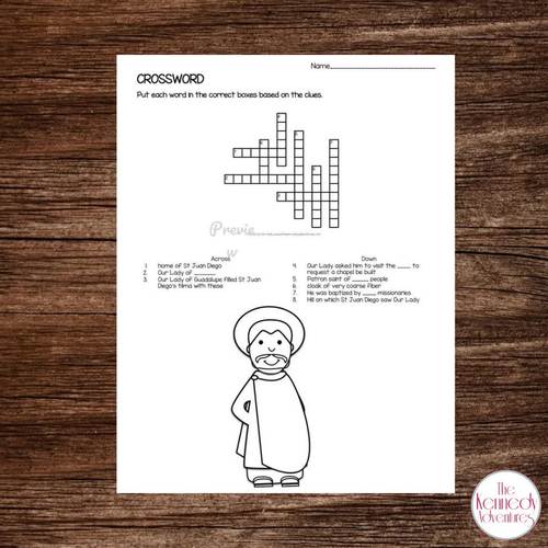 Catholic Saint Word Puzzles - No Prep Activity - St Juan Diego | TPT