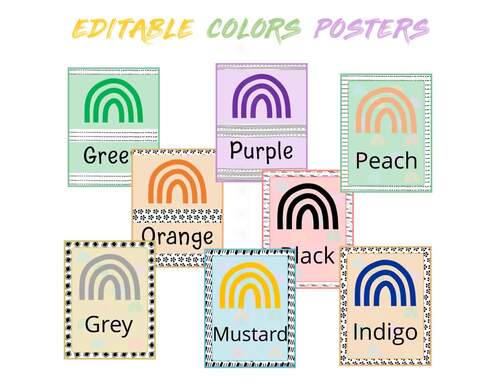 Rainbow Color Posters, Editable Color Posters, Pastel Color Posters ...
