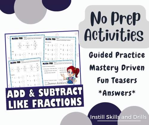 Add and Subtract Fractions With Like Denominators & Word Problems ...