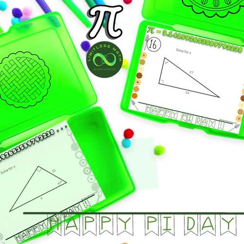 Pi Day Task Cards - Right Triangle Trig Ratios (SOH-CAH-TOA) - NO PREP