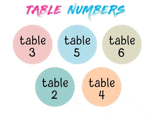 Boho Calm Colors Classroom Table Numbers, Table, Team and Group Numbers