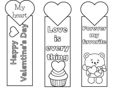 Valentine's Day Bookmarks Craft | February Coloring Activity | 1st 2nd ...