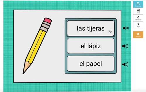 Spanish Boom Cards / Digital Task Cards--School Supplies / Objetos de ...