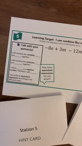 MATH STATIONS Two Step Equations by Middle Math in Motion | TPT