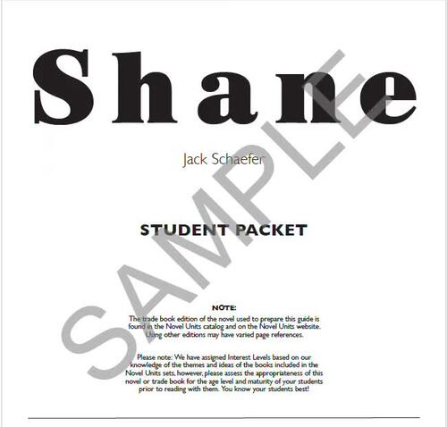 Shane Novel Units® Student Packet Novel Study | TPT