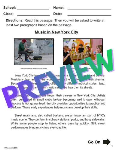 Grades 9-12 NYSESLAT Writing Test Prep Practice: Music in NYC by The ...