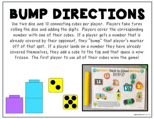 BUMP Math Addition Game Boards - 45 Designs by Apples and Bananas Education