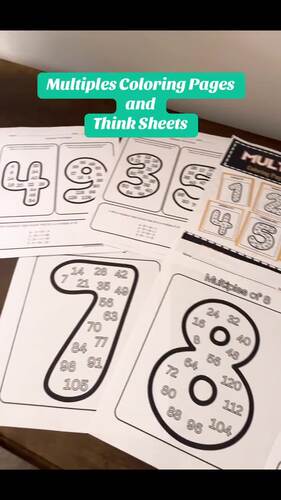 Multiples Coloring Page Activity Sheets| Posters |Skip Counting ...