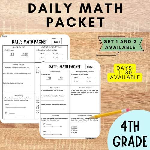 Daily Math Warm up 3rd - 5th Grade, Summer Review, STAAR, Spiral ...