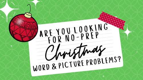 Christmas Math Worksheets for Kindergarten: Word & Picture Problems