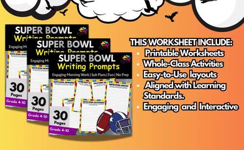 Super Bowl Opinion Prompt Writing Activities 4th,5th,6th,7th,8th,9th,10th