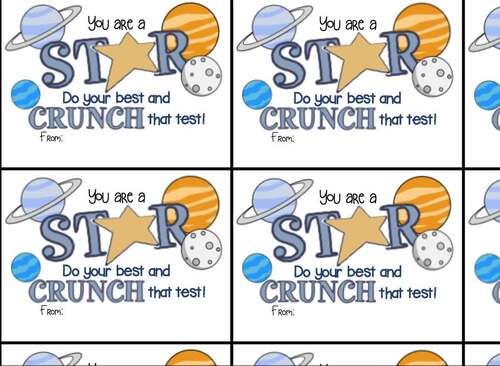 Star Crunch Cookie Testing Motivation Gift Tag- You're a STAR! Do your ...