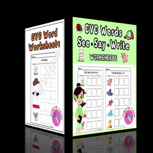 CVC Word Writing Worksheets – Short A, E, I, O, U by Preschool Garage