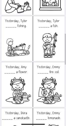 past tense coloring sheet