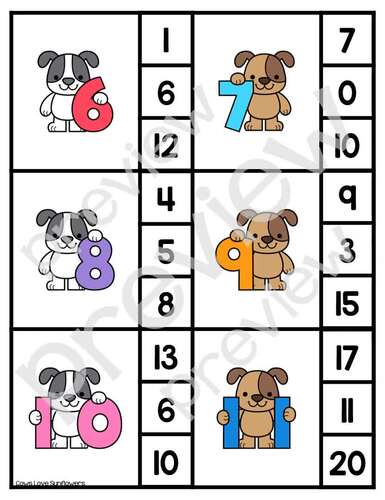 Dog Clip Cards Numbers 0 to 20 - Number Recognition With Practice ...