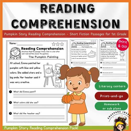 Pumpkin Story Reading Comprehension – Short Fiction Passages for 1st Grade