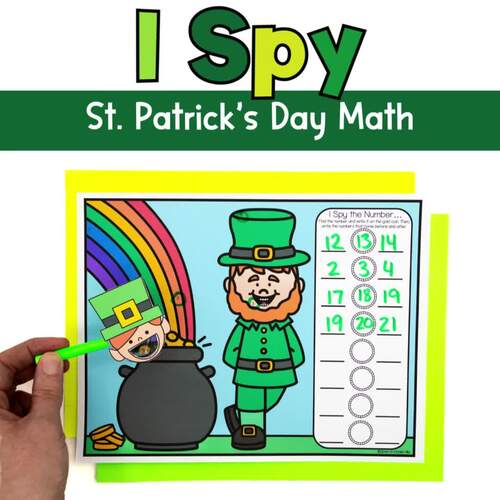 I Spy St Patricks Math Numbers Before and After | Kindergarten Math