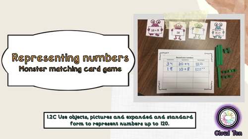 Representing numbers - Monster Matching Card Game by Cloud Ten | TPT