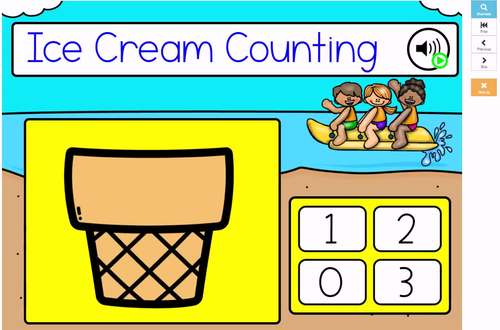 Boom Cards™ Summer Counting - Ice Cream (0-20) by Kindergarten Kristy