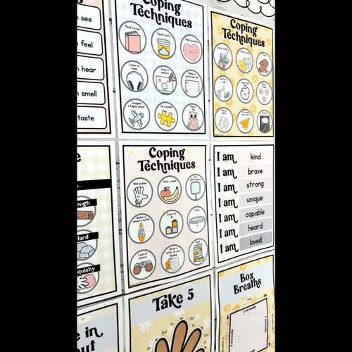 Boho Daisy Gingham Classroom Decor | Calm Down Corner Poster Printables